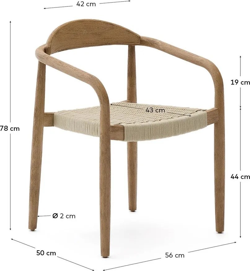Béžové/v přírodní barvě dřevěné jídelní křeslo Nina – Kave Home