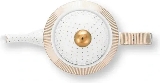 Pip Studio Dot Delight čajová konvice 1,25l, bílo-zlatá (Nádherná čajová konvice v jedinečném designu)