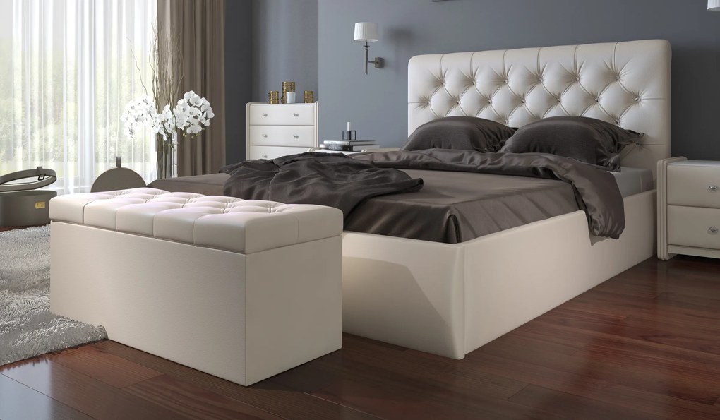 Sofos Čalouněná postel 180x200 bílá ,s úložným prostorem BEATRICE