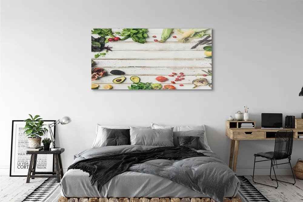 akrylový obraz Špenát Avokádo Corn 140x70 cm