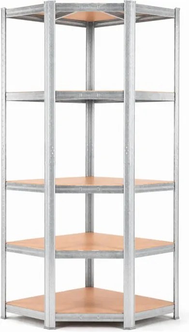 Regál 180x90x40 cm rohový zinkovaný 5-policový, nosnost 875 kg