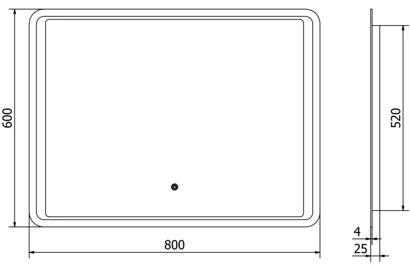 Mexen Zusa, LED koupelnové zrcadlo s podsvícením 80x60 cm, 6000K, ochrana proti zamlžování, 9808-080-060-611-00