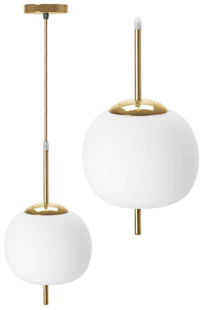 Toolight Závěsná stropní lampa Skleněná koule bílé zlato APP669-1CP
