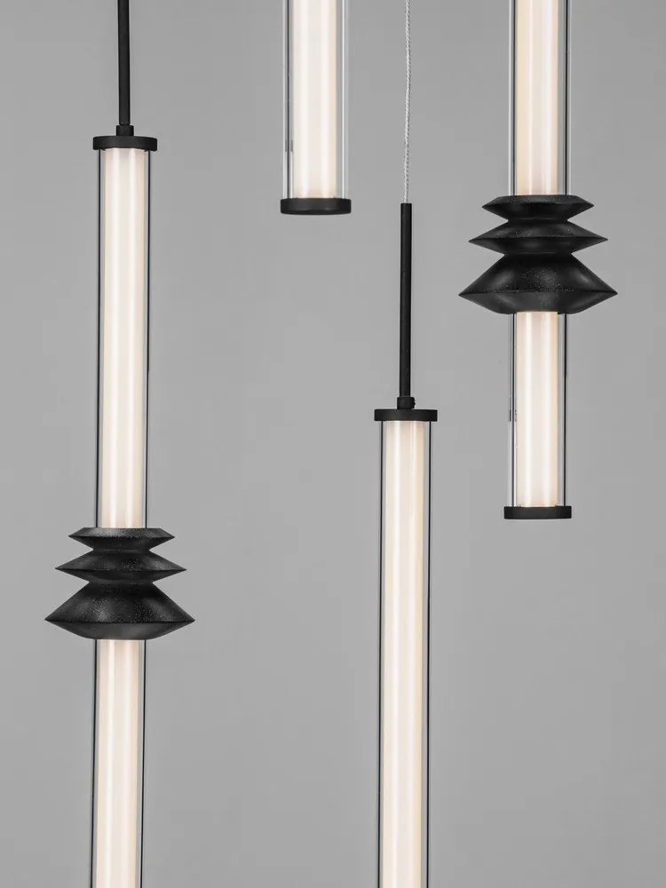 Matně černé keramické LED stmívatelné závěsné svítidlo se stínidlem z akrylového skla ø 35 cm Stalactite – Nova Luce
