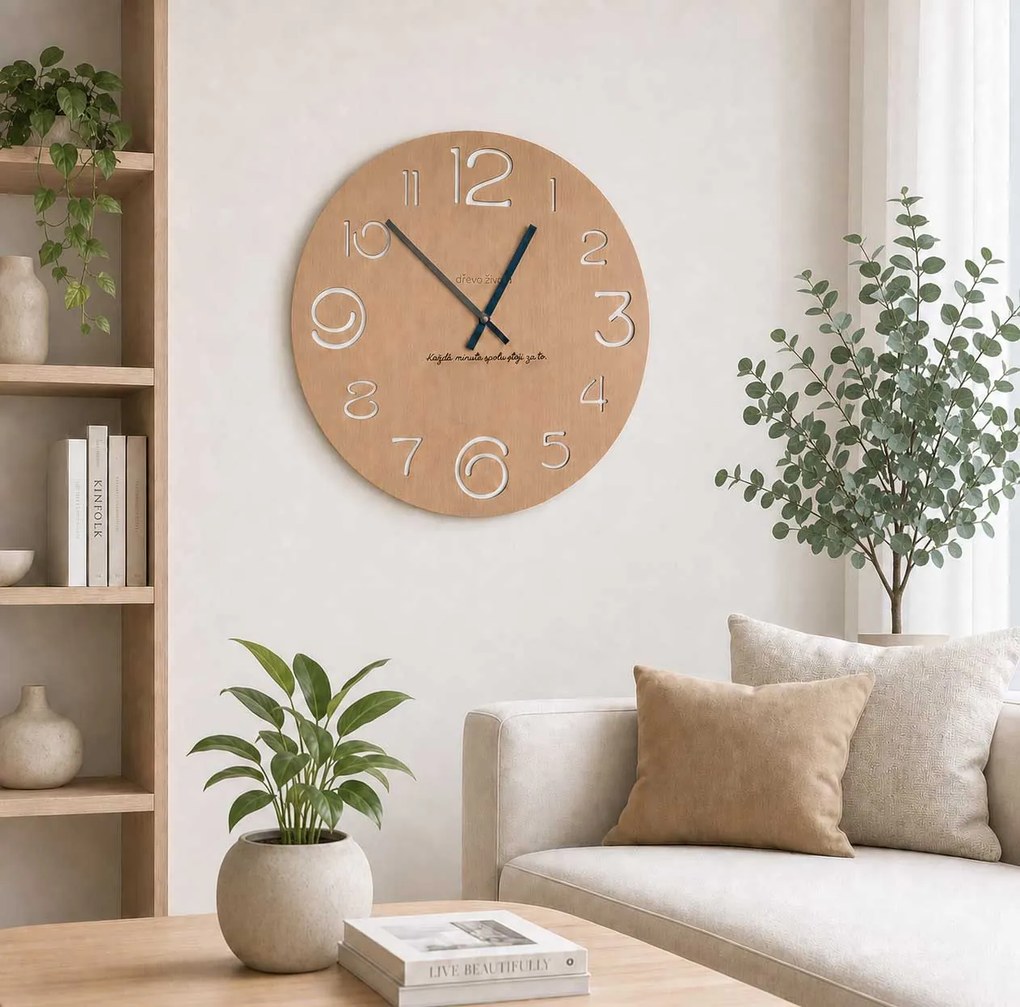 dřevo života Dřevěné hodiny KAŽDÁ MINUTA SPOLU Zvolte barvu dekoru: Antracitová, Zvolte velikost hodin (cm): 40x40, Barva ručiček: Černé