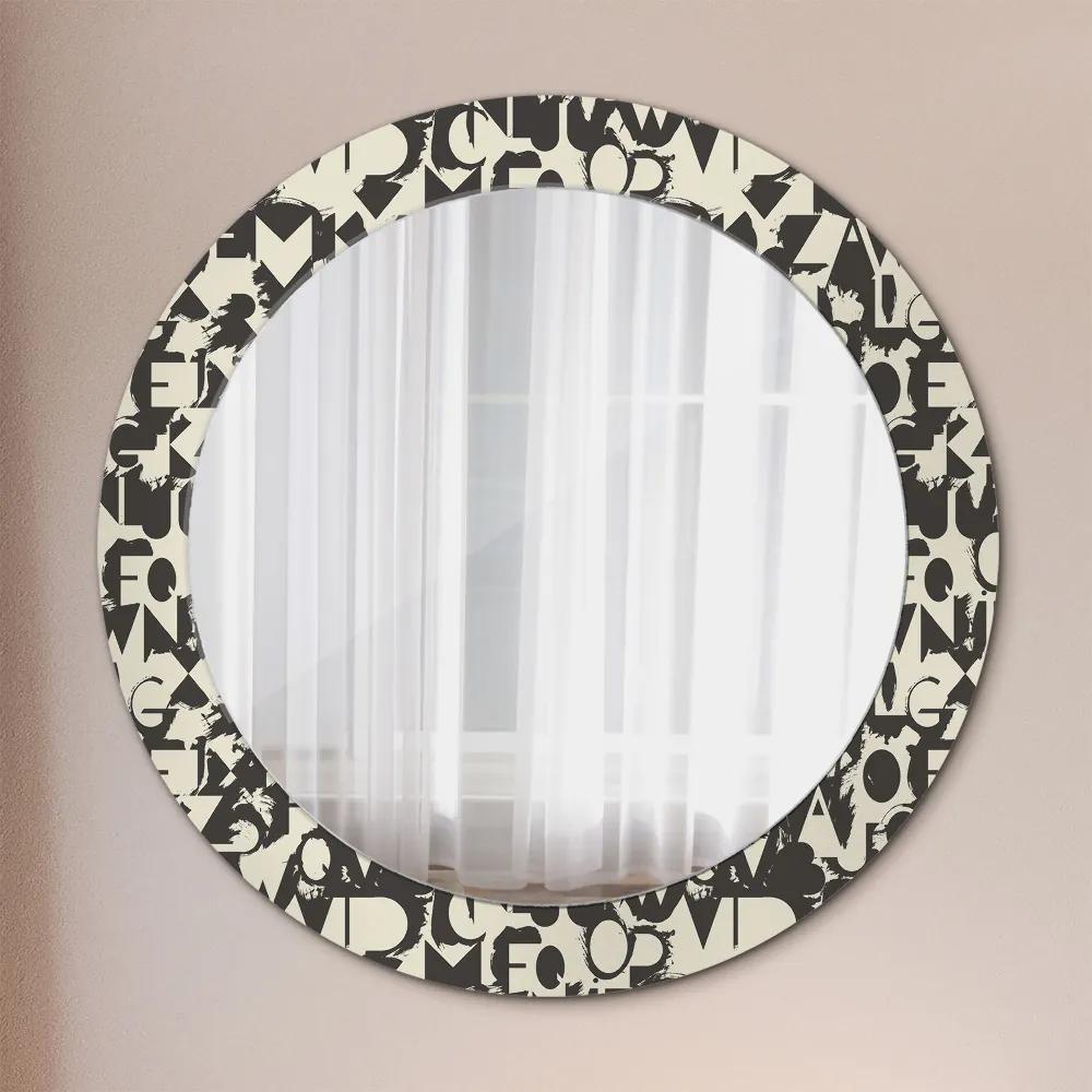 Kulaté dekorativní zrcadlo Abstraktní typografie fi 70 cm