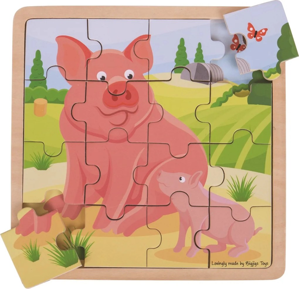 Dřevěné puzzle PIG FAMILY