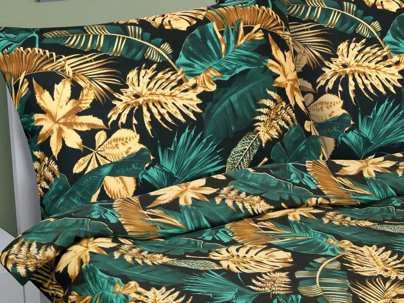 Bellatex Povlečení bavlna na dvoudeku Monstera zelená rozměr 200x200 cm, 2ks 70x90 cm