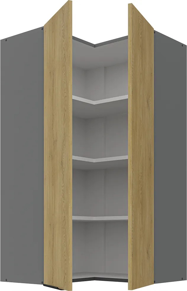 CREMONA ac | horní kuchyňská skříňka 60x60 GN-108 2F (90°) rohová s policemi | EXTRA VYSOKÁ | 60x60 cm | antracit/cremona