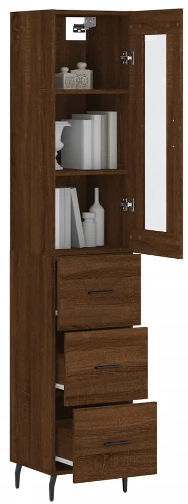 Skříň highboard hnědý dub 34,5 x 34 x 180 cm kompozitní dřevo,  3199256