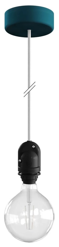 creative cables EIVA závěsná lampa do exteriéru pro stínidlo, 1,5m textilního kabelu, silikonový baldachýn a objímka, IP65 voděodolná Barva: Černý karbon
