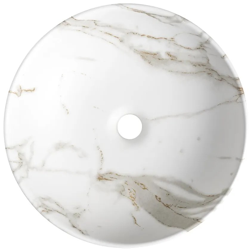 Sapho Sapho, RONDANE keramické umyvadlo na desku průměr 41cm, bianco carrara, AR435BC
