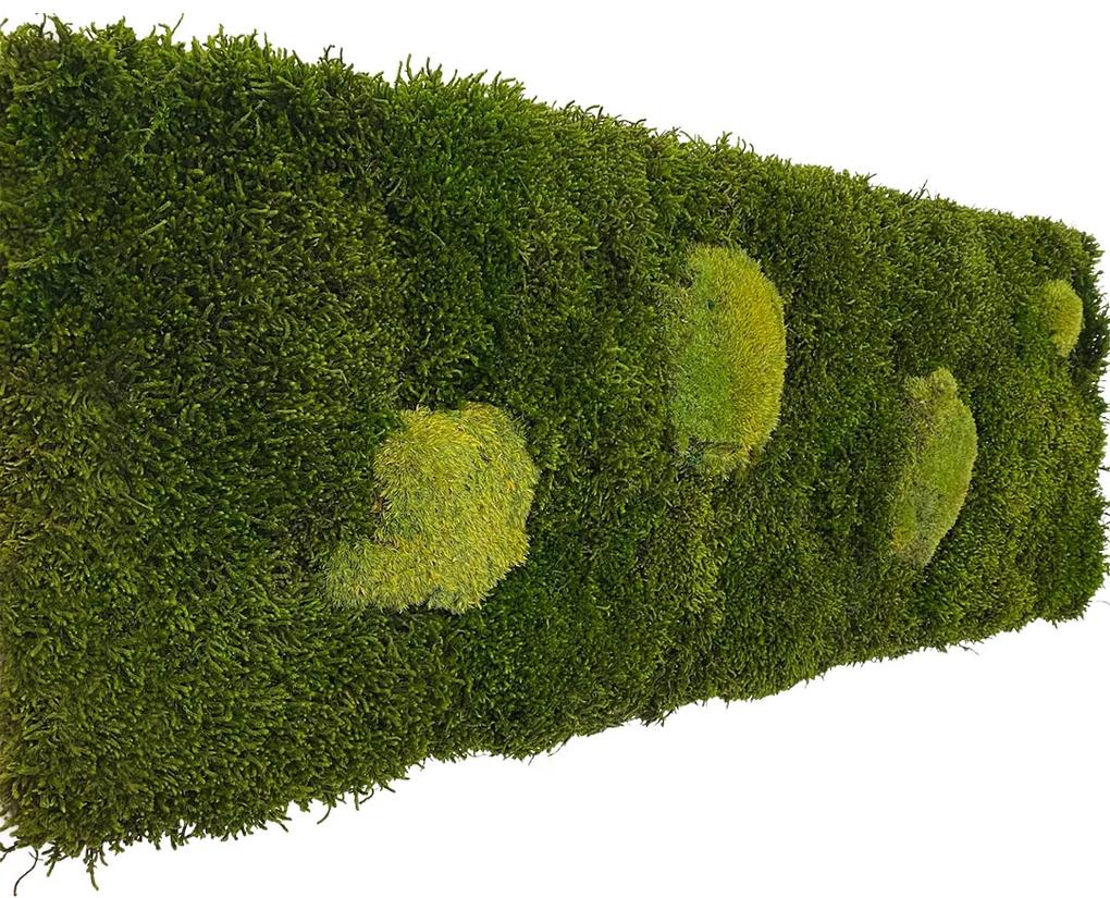 WOODILO Mechový panel | přírodní dlouhovlasý plochý mech | světle zelený kopečkový mech Rozměr: 180x60 cm (dodáno na dvě navazující části), Aplikace na stěnu: Bez závěsu (vlastní nalepení např. lepidlem Mamut)