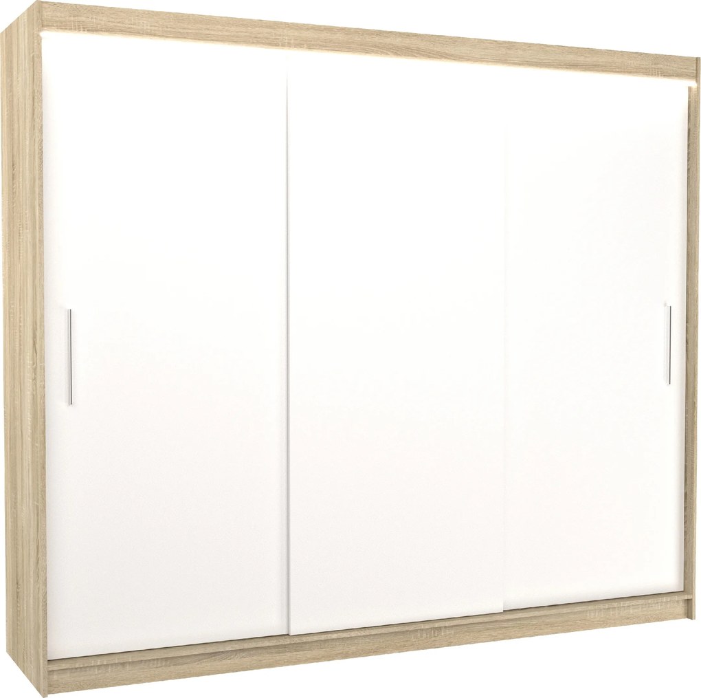 ADRK Furniture Posuvná skříň s LED osvětlením ANTOS 250 SW-ANT-S+W-250+L-V373