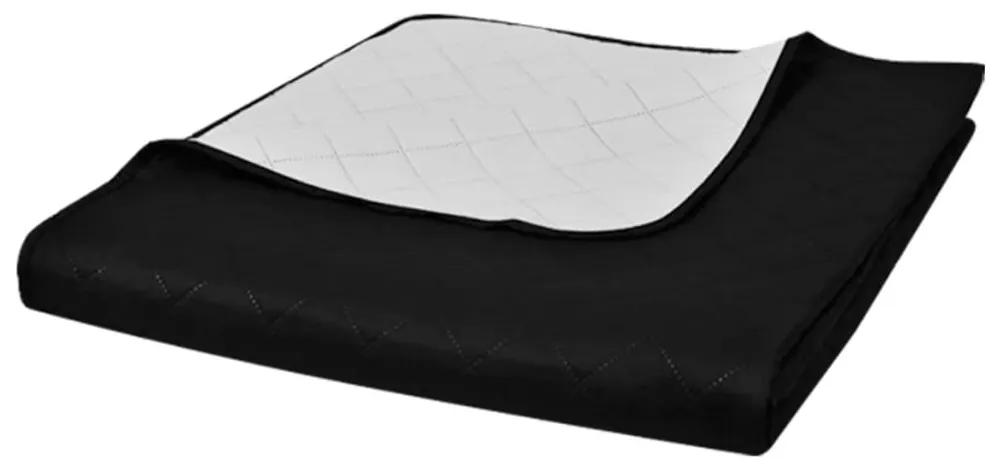 130886 vidaXL Oboustranný prošívaný přehoz na postel černobílý 170 x 210 cm