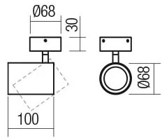 Redo 01-3427 Corinth, černé stropní/nástěnné nastavitelné svítidlo, 1x7W GU10, ø6,8cm, výška 10cm