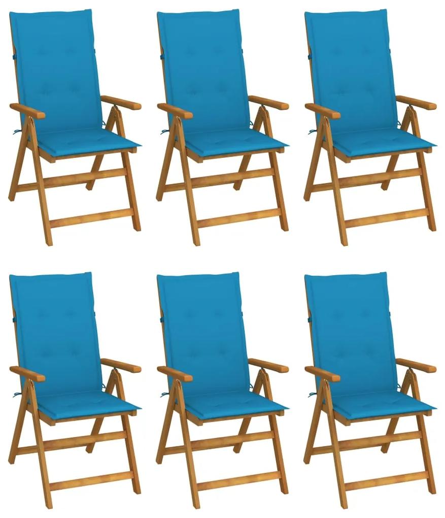 Skládací zahradní židle s poduškami 6 ks masivní akácie,  3064123