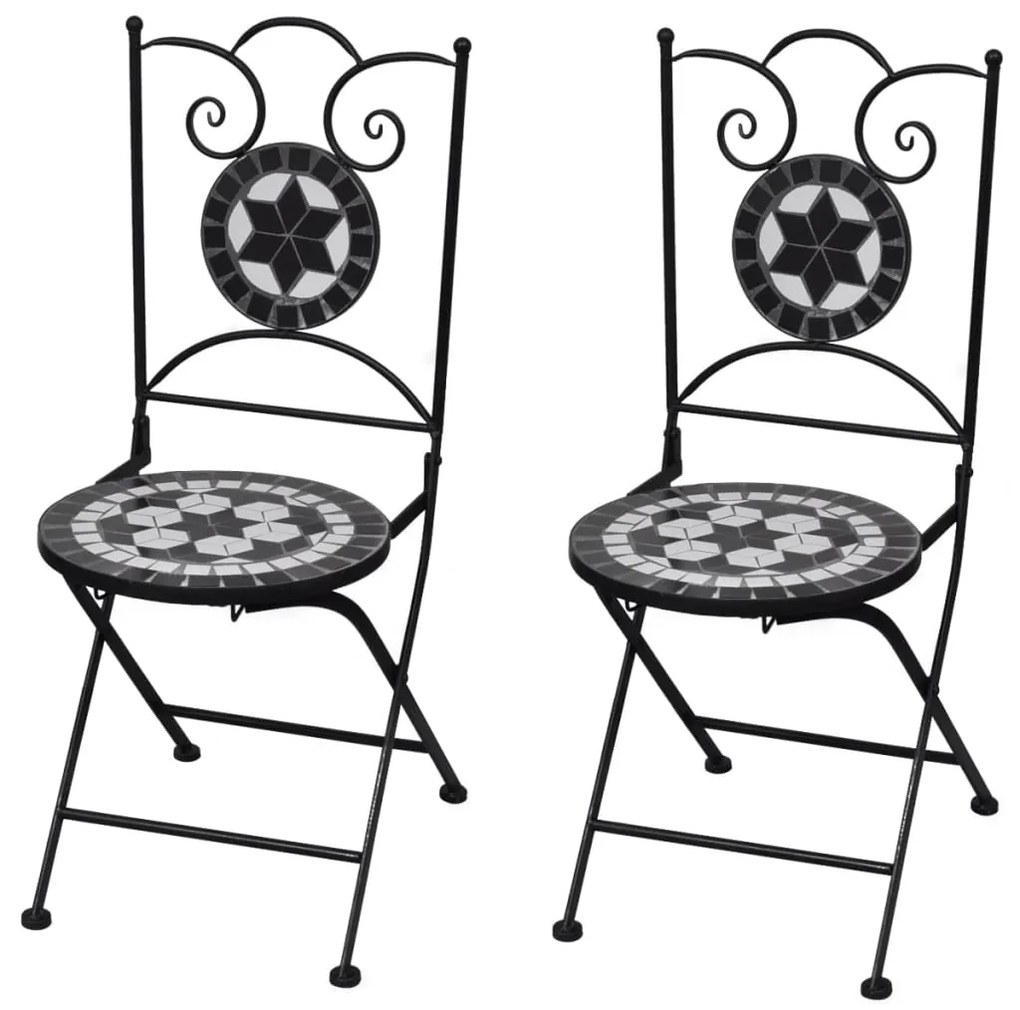 Skládací bistro židle 2 ks keramické černé a bílé - Default Title
