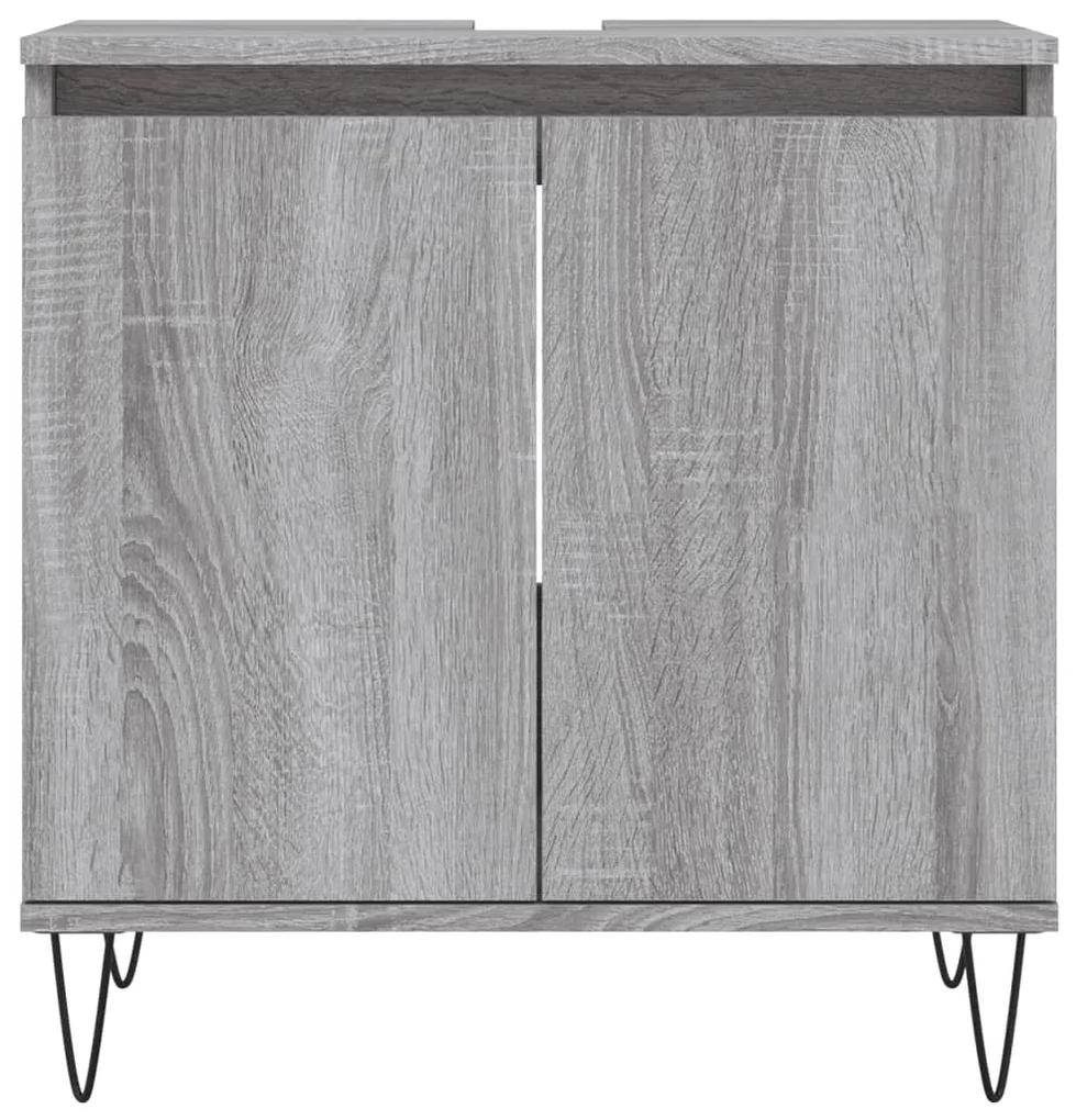 3dílný set koupelnového nábytku šedý sonoma kompozitní dřevo,  3190281