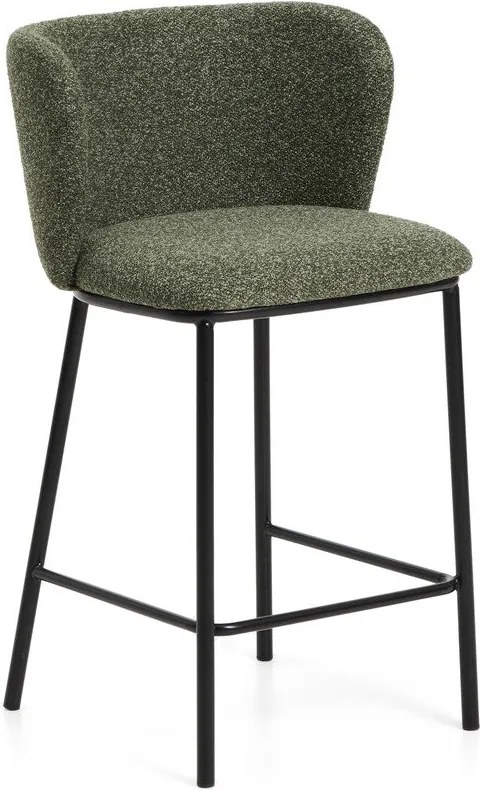 Tmavě zelená čalouněná barová židle (výška sedáku 65 cm) Ciselia – Kave Home
