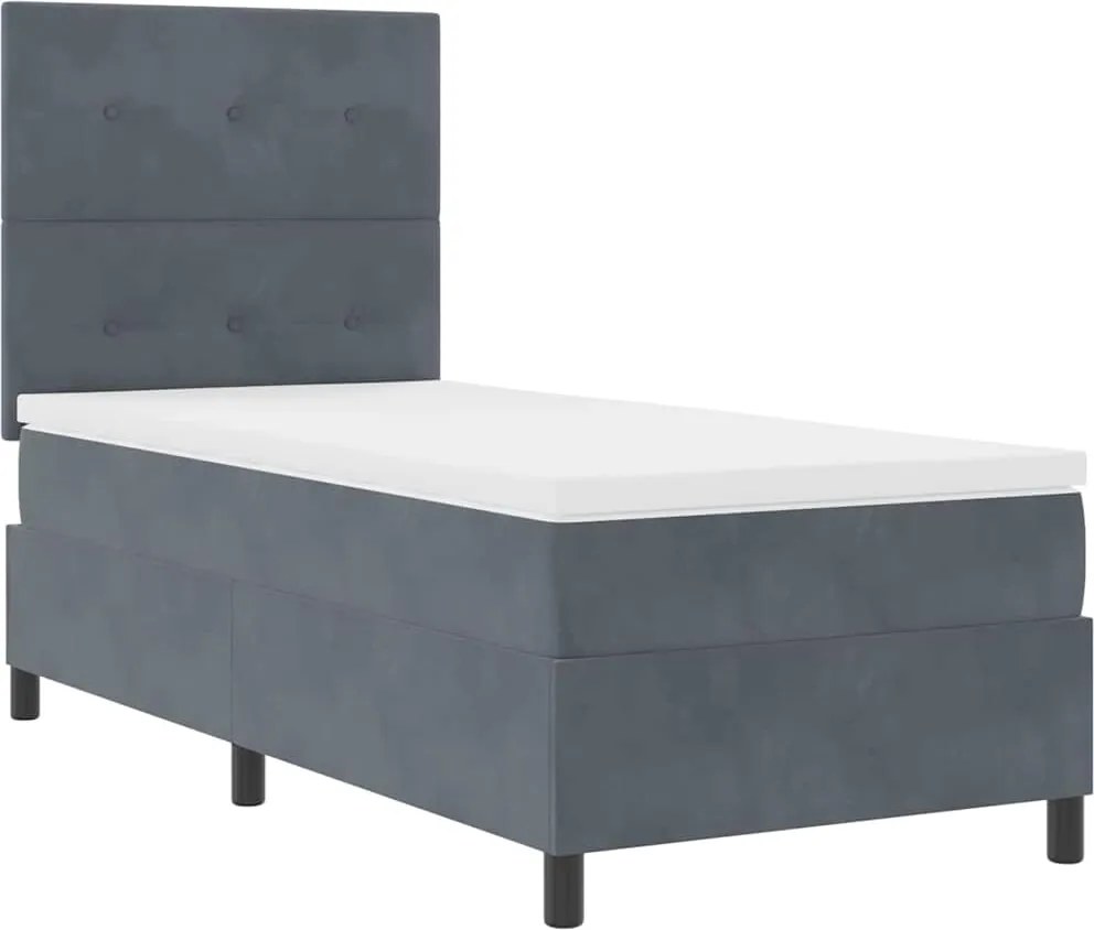 Postel s boxspringem s čelo Tmavě šedá 90 x 190 cm samet 3339801