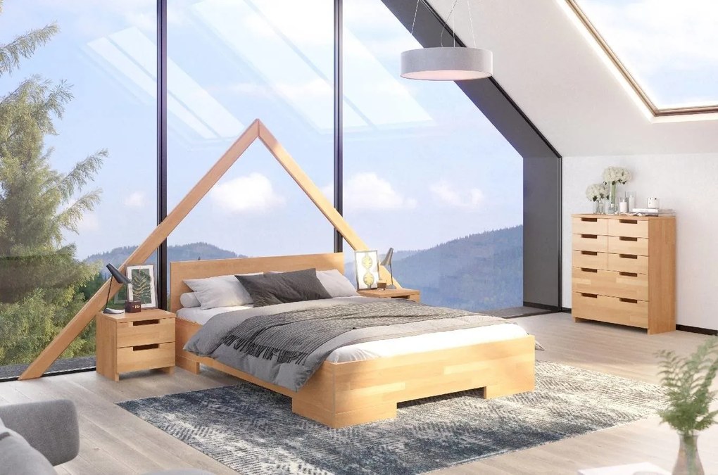Prodloužená postel Spektrum - buk   , Buk přírodní, 140x220 cm