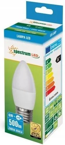 Toolight - LED studená žárovka E-27 230V 6W 500lm Svíčka 13062, OSW-01020