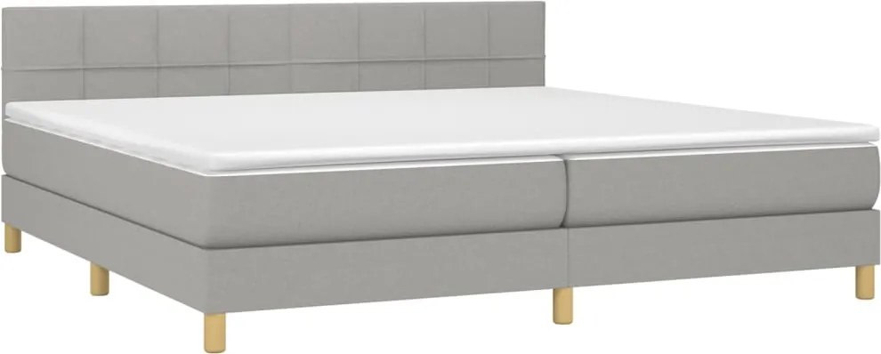 Box spring postel s matrací a LED světle šedá 200x200 cm textil 3133741