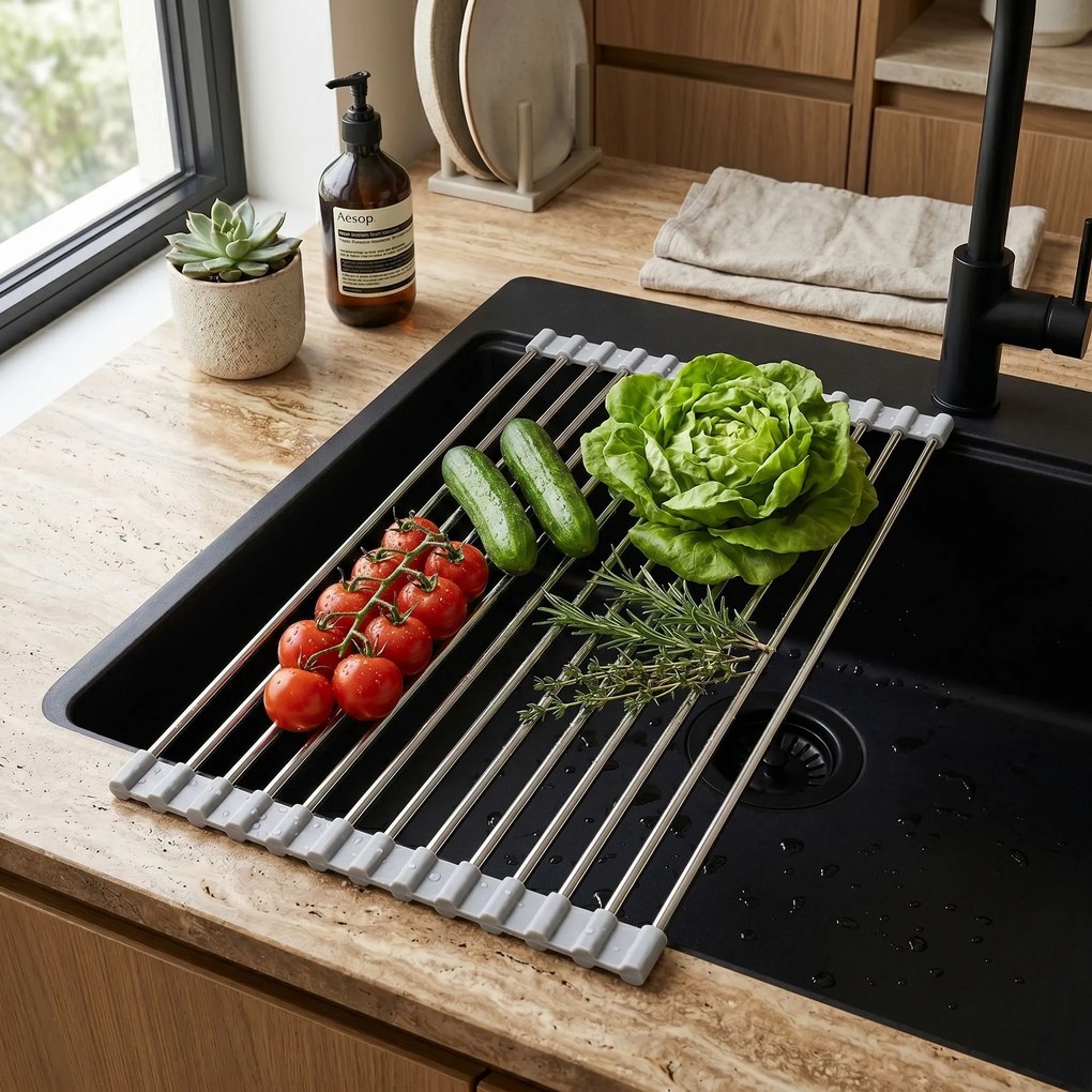 Rolovací odkapávač na dřez REA P12298A, šedý