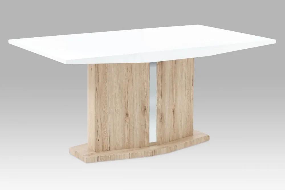 Jídelní stůl 160x90 cm, vysoký lesk bílý / san remo AT-2013 WT Autronic