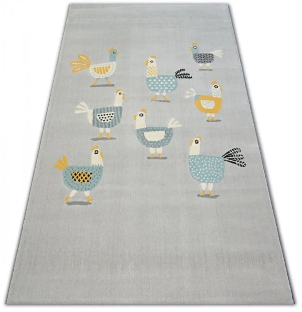 Dětský kusový koberec PP Slepičky světle šedý, Velikosti 120x170cm