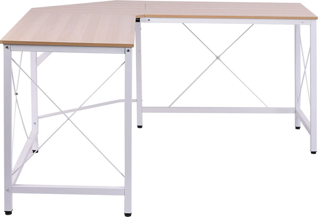 HOMCOM Psací stůl do tvaru písmene L Rohový psací stůl 150x150x76cm Rohový psací stůl z MDF v přírodní barvě pro domácí kancelář a pracovnu | Aosom.de