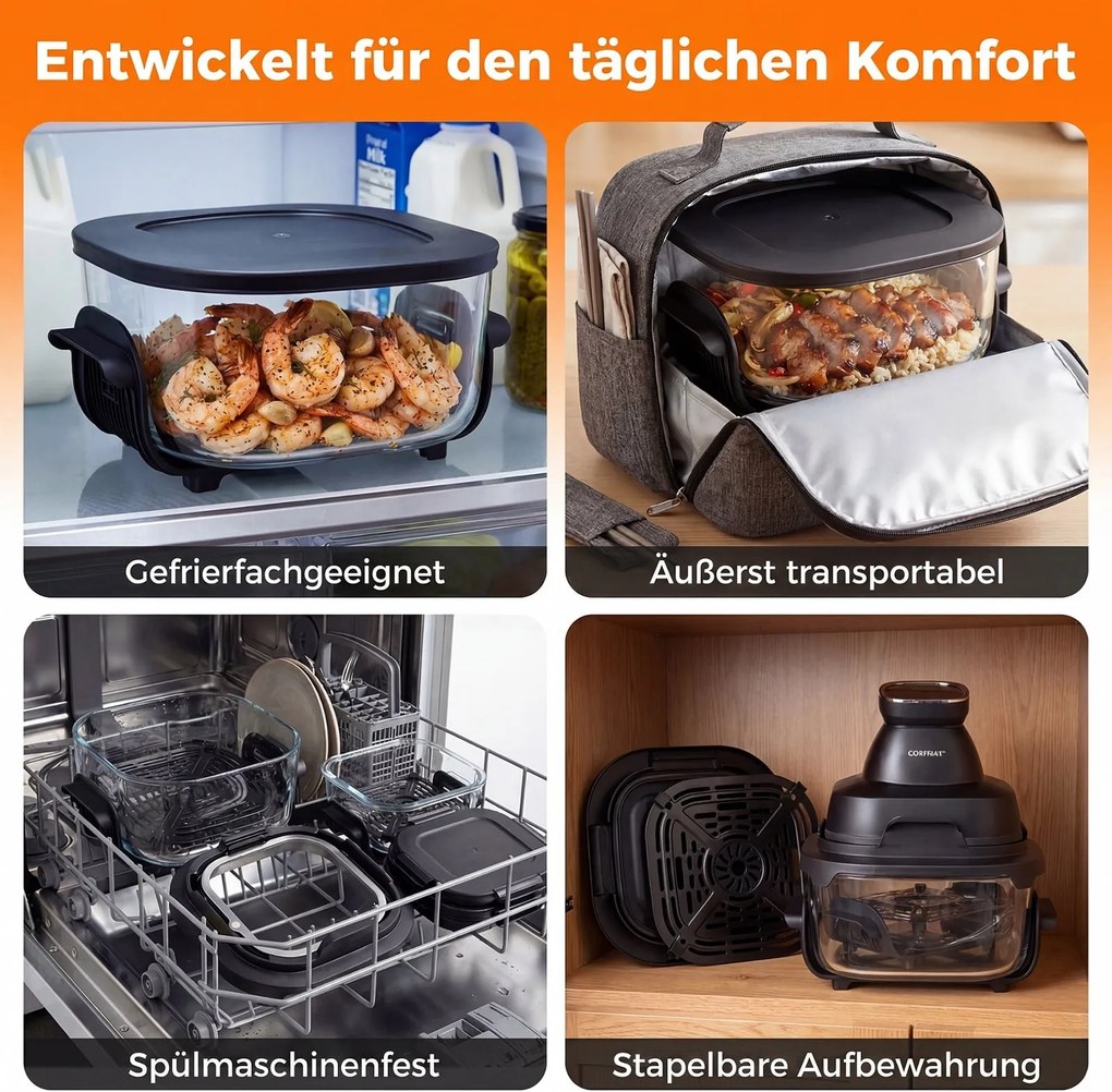 Costway Přenosná vzduchová fritéza 6-in-1 Fritování a pečení vzduchem 4 L a 1,7