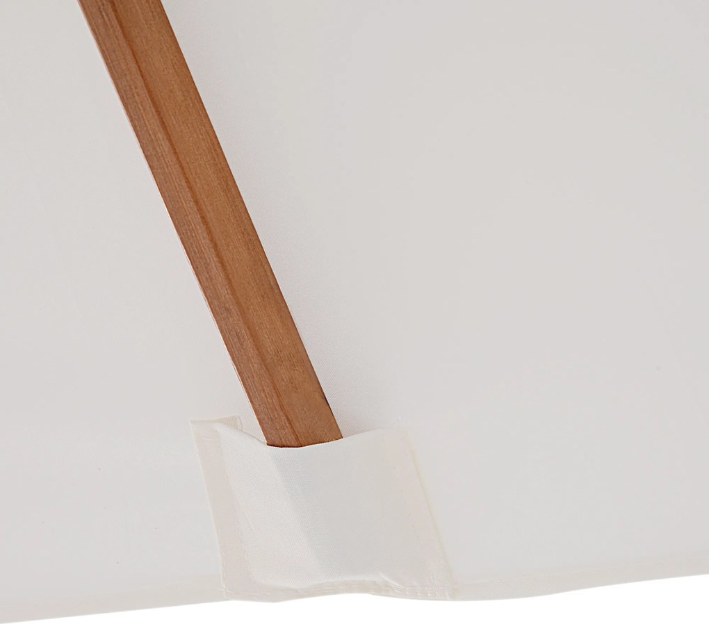 Outsunny skládací zahradní slunečník plážový slunečník 3-stupňový nastavitelný jedlové dřevo+polyester krémová bílá 200 x 150 x 235 cm | Aosom