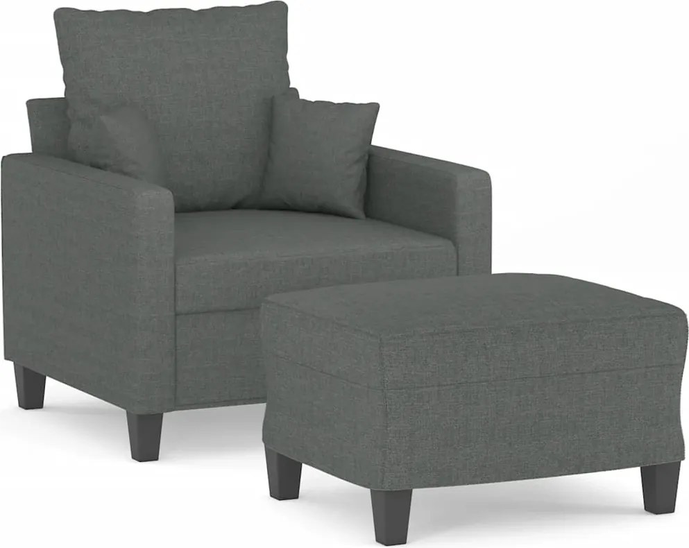 Křeslo s podnožkou tmavě šedé 60 cm textil 3201082