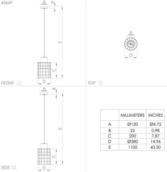 Eglo 43649 - Lustr na lanku MILLIGAN 1xE27/40W/230V pr. 38 cm stříbrná
