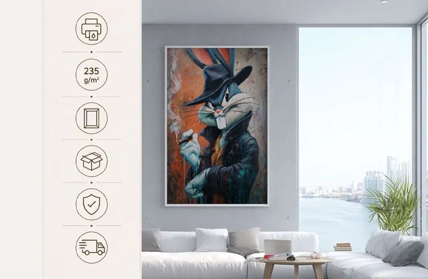 Drsný zajíc - obraz - Stylizovaná postava v urban art stylu 46 - A4 – 210 × 297 mm - 189 Kč