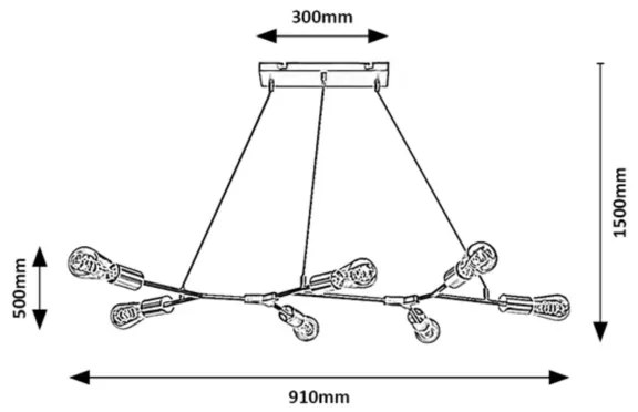 Rabalux 72027 - Lustr na lanku BRANWEN 7xE27/25W/230V