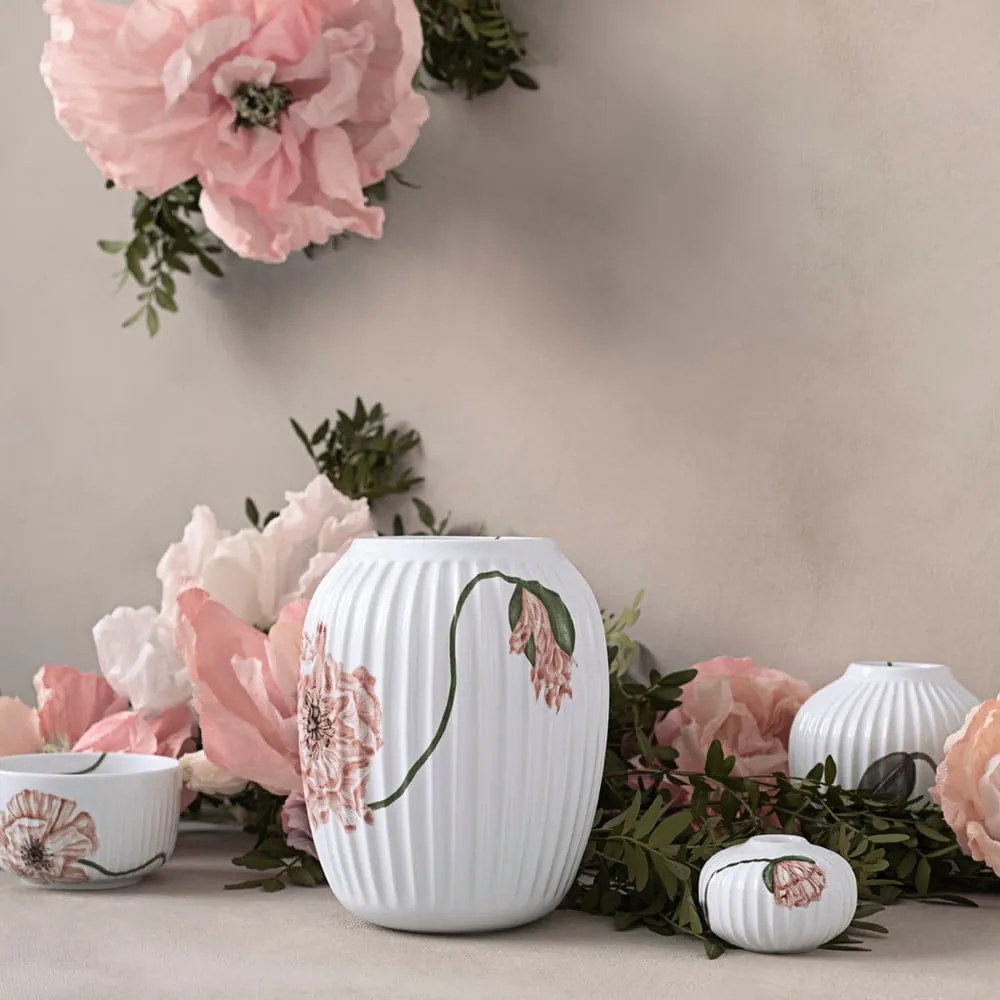 Bílá porcelánová váza Kähler Design Poppy, výška 21 cm