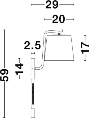 Nástěnné svítidlo NOVA LUCE SAGE E27 + LED na čtení 3000K 9129330 bez žárovky