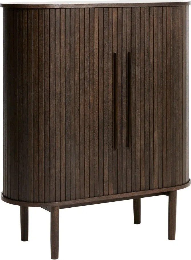 Skříňka v dekoru dubu s posuvnými dveřmi v tmavě přírodní barvě 100x118x40 cm Meta – Unique Furniture