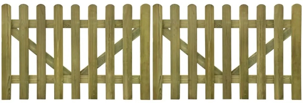 41929 vidaXL Plotová brána laťková 2křídlá impregnované dřevo 300 x 100 cm
