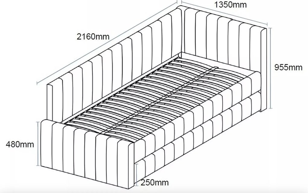 Jednolůžková postel Alfie 120x200 šedá