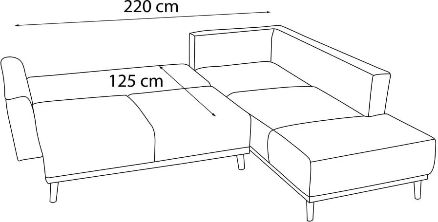 Námořnicky modrá rozkládací rohová pohovka Bobochic Paris Mola L, levý roh