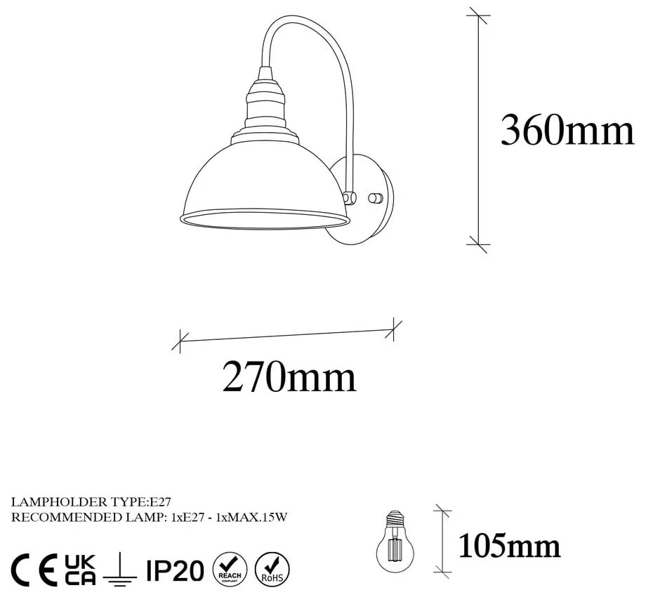 Nástěnné svítidlo v bronzové barvě ø 21 cm Varzan – Opviq lights