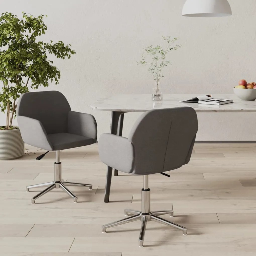 Otočné jídelní židle 2 ks světle šedé textil 3103030