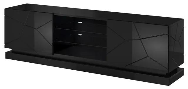 TV stolek Agnes 200, Osvětlení: osvětlení LED RGB - barevné, Barva: černý / černý lesk