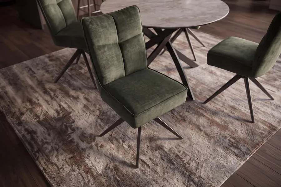 Designová otočná židle Narayan zelený samet