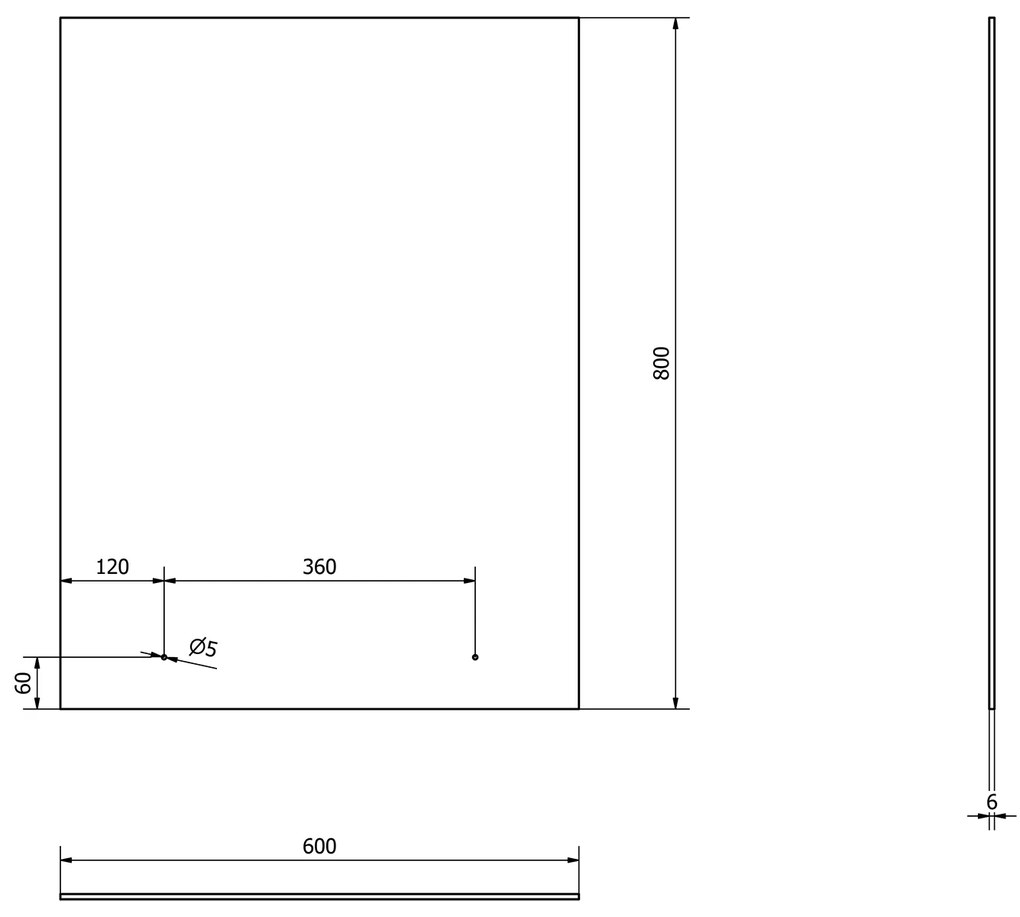 Aqualine, Zrcadlo 60x80cm, včetně závěsů a otvorů pro polici, 22430