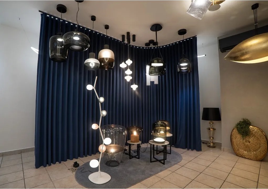 Designová lampa Brokis Muffins Wood PC849, 1xE27 Barva skla: Opalín, Podstava: Šedý mramor matovaný